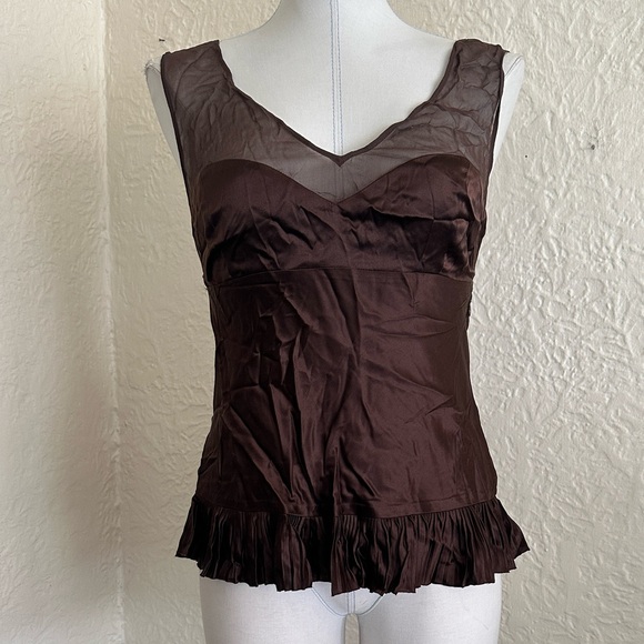 BCBGMaxAzria | Tops | Bcbg Max Azria Silk 200s Y2k Brown Satin Blouse ...